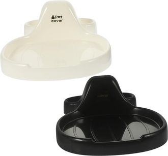 Garneck 2 Stück Teiliges Topfdeckel und Küchenutensilienhalter aus Robustem PP Faltbarer Löffel und Pfannenwenderhalter Platzsparend für Arbeitsplatte Multifu