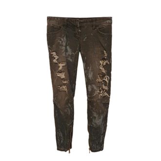 Balmain Grey Low Rise Distressed Jeans Size S