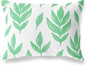 Bonamaison Le Jardin du Lin Kissenbezug Zierkissenbezug Petrol Grün-Weiß Kissenbezug, Für Bett, Auto, Sofa, Haus, Wohnzimmer, Schlafzimmer, Dekoration, 45x60 Cm 