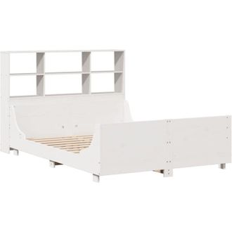 vidaXL Massivholzbett mit Regal ohne Matratze Weiß 120x200 cm Vidaxl