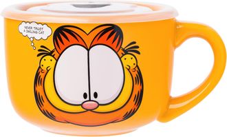 Silver Buffalo Garfield Keramik-Suppentasse mit bel&uuml;ftetem Kunststoffdeckel, 680 ml