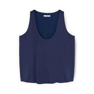 Motivi Satin-Oberteil mit breiten Tr&auml;gern - - Tops - Damen - Blau - S