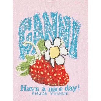 Ganni Intarsia Strawberry Tank Top - Pink