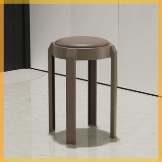 Generic Stapelbare runde Kunststoffhocker - 45 cm hohe, r&uuml;ckenlehnenlose Barhocker mit gepolsterten Sitzen, tragbare, stapelbare St&uuml;hle f&uuml;r Zuhause, Schule, K