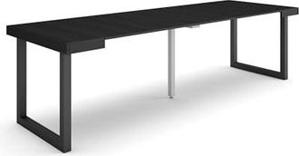 Skraut Home | Ausziehbarertisch | Multifunktionaler ausziehbarer | 260 | Für 12 Gäste | Massivholz Beine | Moderner Stil | Schwarz