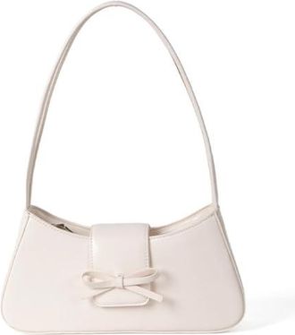 Generic Sac &agrave; bandouli&egrave;re pour femme avec noeud mignon - Sac r&eacute;tro en cuir synth&eacute;tique avec fermeture &eacute;clair, mini croissant Y2K Dumpling Tote pour le travail