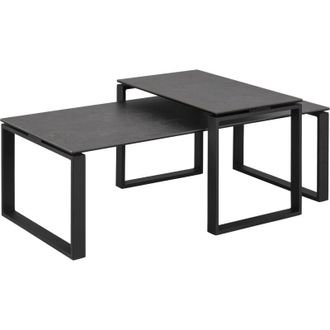 Hellin Hellin - Lot de 2 tables basses en c&eacute;ramique et m&eacute;tal noir - odelya