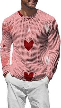 Generic T-shirt &agrave; manches longues pour homme - D&eacute;contract&eacute; - Couleur unie - Col rond - Loisirs - Mode d&eacute;contract&eacute; - V&ecirc;tement ample - Gaufre - Coton - Tunique 