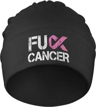 Generic Unisexe Bonnet &Agrave; Revers Fuck Cancer Soutien Au Cancer du Sein Cools Bonnet dhiver Chaud Bonnets Tricot&eacute; Mode Bonnets De Ski pour Patinage Ski Hiver