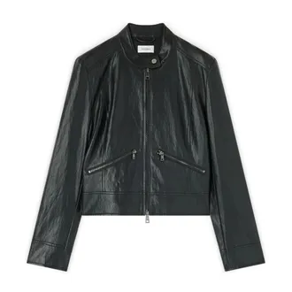 Motivi Femme, Vestes, Noir, Taille: 44 FR Veste Biker avec Col Mao
