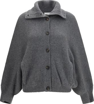 Brunello Cucinelli Cardigan en cachemire &agrave; col montant - Femme - Pulls - Gris - Taille: 40 FR