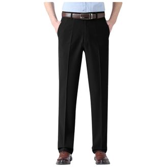 Generic Freizeithose Herren Lang - Mynx Herren-Kleiderhose mit verstecktem elastischem Bund klassischer Passform in eleganter Plisseeverarbeitung f&uuml;r den ansp