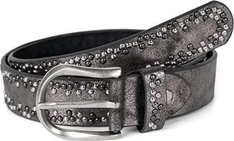 styleBREAKER Ceinture &agrave; clous avec petits clous de diff&eacute;rentes couleurs, ceinture, raccourcissable, unisexe 03010071, couleur:Gris antique, taille:85cm