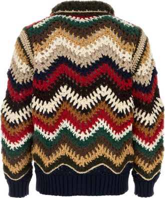 sacai Mens Multicolor Crochet Cardigan Giacche E Gilet Jacket