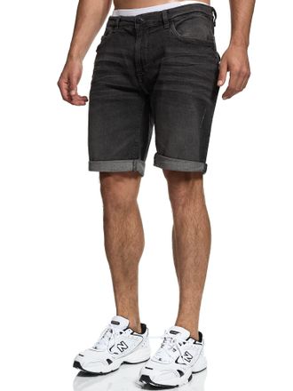 Indicode Herren Caden Jeans Shorts mit 5 Taschen | Herrenshorts Used Look für Männer DK Grey, XXL
