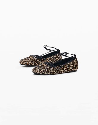 Desigual Ballerines en cuir &agrave; imprim&eacute; l&eacute;opard-noir