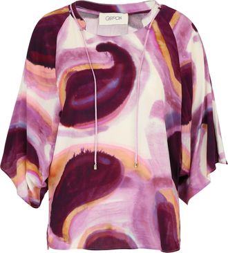 Cartoon Damen Casual-Bluse mit Muster 42, Wei&szlig;/Violett