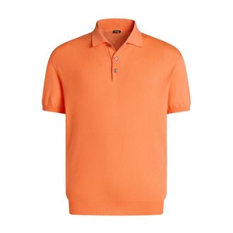 Kiton Homme, Pulls, Orange, Taille: L Polo en coton c&ocirc;tel&eacute;