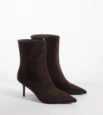 Simmi London Simmi London Wide Fit Ember spitze Ankle-Boots in braunem Velourslederimitat