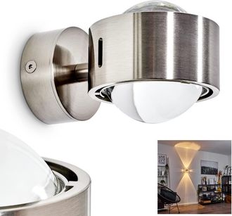 HOFSTEIN Wandlampe Sapri aus Metall in Nickel - indirektes Raumlicht scheint durch zwei Licht-Schlitzen - gem&uuml;tliches Wandlicht im modernen Design f&uuml;r drinnen,
