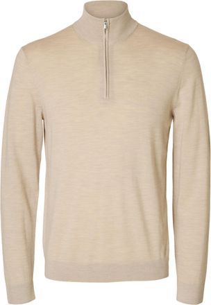 Selected Herren Slhtray Ls Knit Merino Half Zip Noos, Oatmeal, L EU