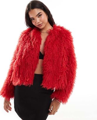 Threadbare Zottelige Jacke in Rot