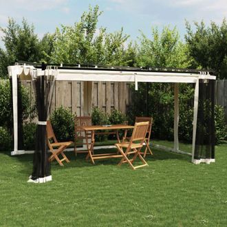 vidaXL Vidaxl - Tonnelle avec parois en filet cr&egrave;me 4x3 m acier