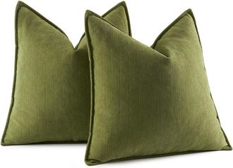 Miulee 2er Kissenbezug 40x40 Matcha Grün Chenille Kissenbezüge Kissenhülle Sofakissen dekokissen zierkissen Elegantes Design für Couch Sofa Wohnzimmer