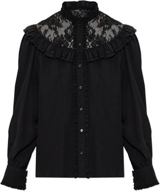 Chlo&eacute; Femme, Blouses et Chemises, Noir, Taille: 38 FR Chemise en soie avec dentelle