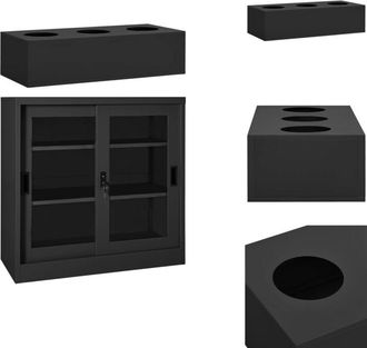 vidaXL Schrank mit Schiebet&uuml;ren & Pflanzkasten Anthrazit Stahl - Schiebet&uuml;rderschrank - Aufbewahrungsraum - Garderobe - Metallschrank - Anthrazit