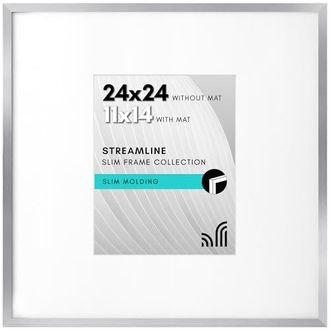 Americanflat Bilderrahmen 61 x 61 cm mit poliertem Plexiglas, für Fotos 28 x 36 cm mit Passepartout oder 61 x 61 cm ohne Passepartout, Streamline, schmaler quadrat