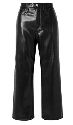 Frame Denim Black Leather Le Jane Cropped Trousers Size 25/63