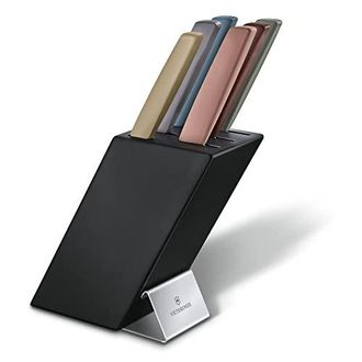 Victorinox by Swiss Army Swiss Modern Bloc à couteaux avec 6 couteaux Rempli, 6 pièces, rangement de couteaux de cuisine, en bois, multicolore