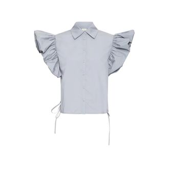 Ichi Stilvolle Bluse mit Breiten R&uuml;schen - - Blouses & Shirts - Damen - Blau - XL