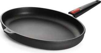 Woll Nowo Titanium Fischpfanne, oval, 38 x 28.4 cm, 5 cm hoch, mit abnehmbarem Stiel - Geeignet für Ceran, Gas, Elektro, Halogen - nicht induktionsgeeignet