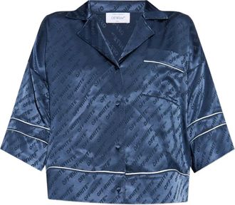 Off-white Satinhemd mit Logo-Print - Blau