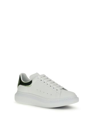 Alexander McQueen Mens Leather Sneakers White-Green White/green