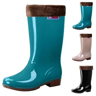 Generic Bottes de pluie montantes pour femme - Imperm&eacute;ables - Avec doublure en peluche - Chaudes et antid&eacute;rapantes - Confortables et l&eacute;g&egrave;res - Faciles &agrave; porte