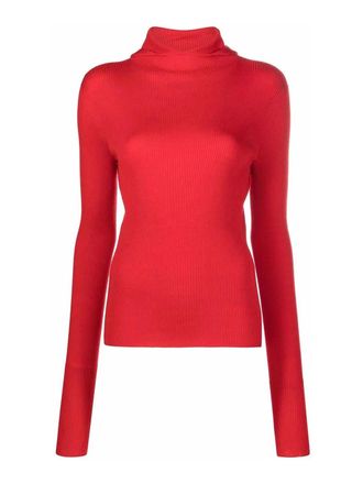 Jil Sander Pull Col Roul&eacute; - Rouge