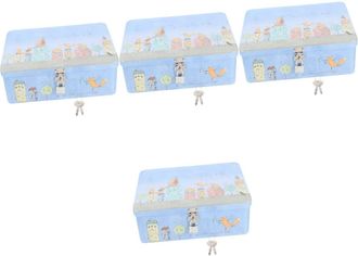 DOITOOL 4 Stück Abschließbare Vintage Metalldose mit Schloss Große Blechdose aus Stabilem Weißblech Dekorative Aufbewahrungsbox für Schmuck Kleine Geschenke M