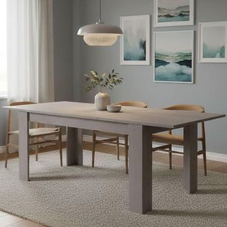 Dmora Ausziehbarer Esstisch, Ausziehbare Konsole, Moderner Tisch mit Ausz&uuml;gen, 160 / 220x88h80 cm, Zementfarbe