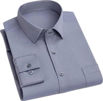 Generic Chemise &eacute;lastique &agrave; manches longues pour homme, coupe ajust&eacute;e, chemise formelle de bureau couleur unie, 1006-tl08, XXL