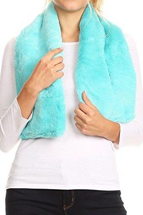Sakkas 16112 - Malen Long Rectangle Faux Fur Warm Soft Furry Wrap Around Loophole Echarpe - Turquoise - OS