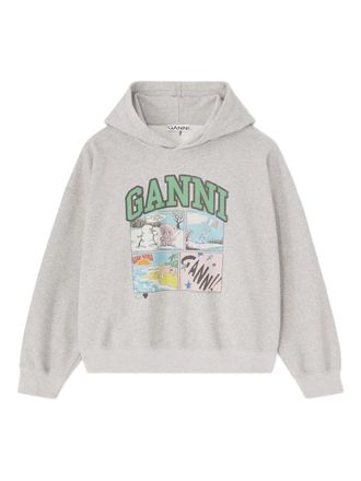 Ganni hoodie &agrave; imprim&eacute; graphique - Gris