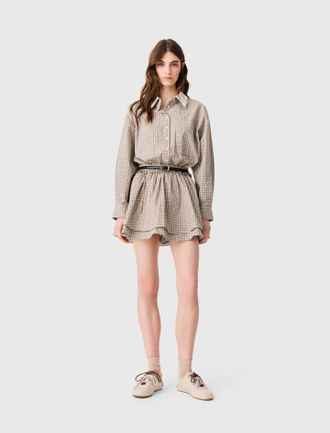 Maje Robe Courte &Agrave; Carreaux Strass&eacute;e - Beige - Maje