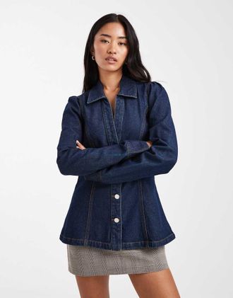 Miss Selfridge Hemd in blauer Waschung mit Nahtdetail