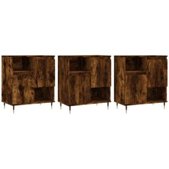 vidaXL Vidaxl - Buffets 3 pcs Chêne fumé Bois dingénierie