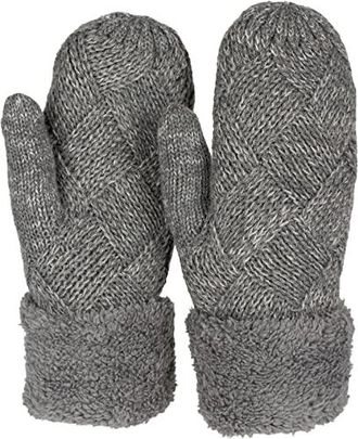 styleBREAKER Mitaines dhiver chaudes pour femmes, gants à motif de losanges, polaire thermique, gants tricotés 09010031, couleur:Gris