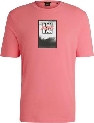 HUGO BOSS T-Shirt aus einem Baumwolljersey mit gummiertem Label-Print in