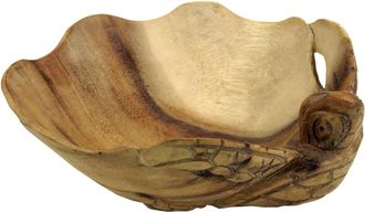 Guru Shop Obstschale aus Holz, Geschnitzte Obstschale, Holzschale, Holzteller - M1 Schildkr&ouml;te, 7x15x15 cm
